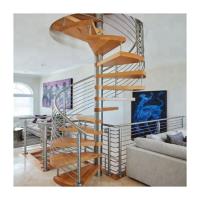 China Central post stringer stainless steel spiral wood staircase indoor spiral stairs for sale