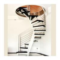 China Small space use flat spiral stairs wood steps spiral staircase for sale