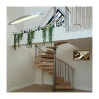 China Central beam solid wood tread indoor spiral staircase white spiral stairs for sale