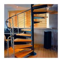 China Townhouse space saving steel wood spiral stair timber spiral staircase good design for sale