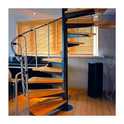 China Townhouse space saving steel wood spiral stair timber spiral staircase good design for sale