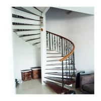 China Townhouse space saving steel wood spiral stair timber spiral staircase good design for sale
