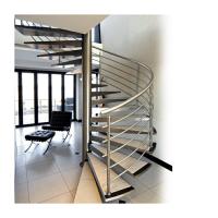 China China manufacturer spiral solid wood tread staircase stainless steel spiral round stairs for sale