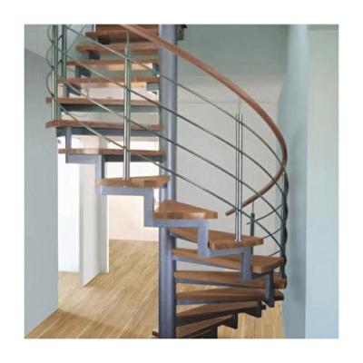 China Central beam solid wood step spiral staircase stainless steel spiral stairs for sale