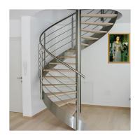 China Central post beam spiral glass stairs oak wood treads spiral staircase for sale