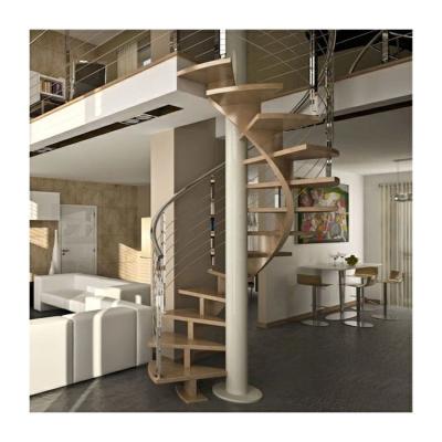 China Factory price steel wood spiral stairs low cost spiral staircase design for sale
