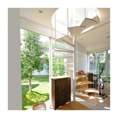 China Condominium prefab spiral stairs teak wood tread spiral staircase for sale