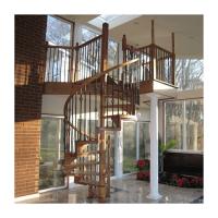 China Condominium prefab spiral stairs teak wood tread spiral staircase for sale