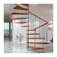 China Condominium prefab spiral stairs teak wood tread spiral staircase for sale