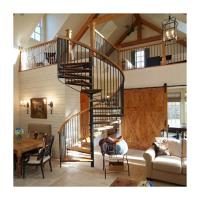 China Condominium prefab spiral stairs teak wood tread spiral staircase for sale