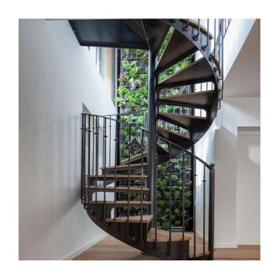 China Uesd in office indoor diy glass spiral stair wooden steps spiral staircase for sale