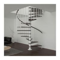China Central beam prefabricated steel wood spiral stairs spiral staircase with cover for sale