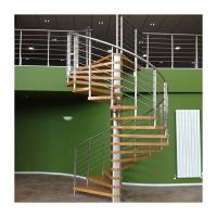 China Central beam prefabricated steel wood spiral stairs spiral staircase with cover for sale