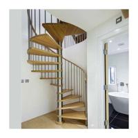China Residential narrow spiral stairs wrought iron wooden spiral staircase for sale