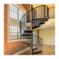 China Foshan factory glass small spiral stair wood tread spiral staircase for sale