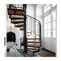 China Foshan factory wooden step spiral staircase steel plate spiral stairs for sale