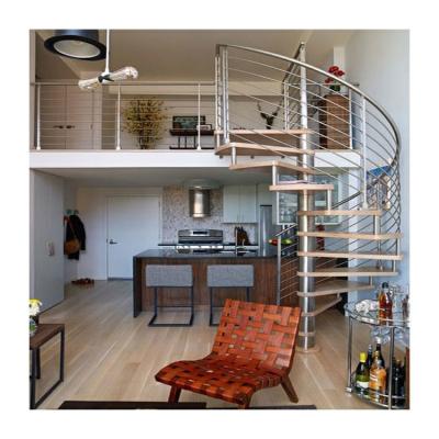 China Step stool tempered glass spiral stair modern steel and wood spiral staircase for sale