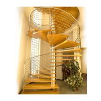 China Steel stringer customized glass spiral stair indoor wooden spiral staircase for sale
