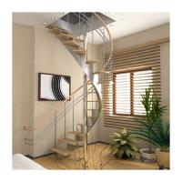 China Steel stringer customized glass spiral stair indoor wooden spiral staircase for sale
