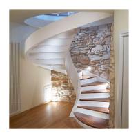 China Handrial bracket spiral house stair stainless steel wooded spiral staircase for sale