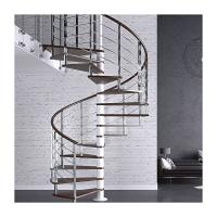 China Steel structure indoor solid wooden spiral staircase factory quality spiral stairs for sale