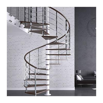 China Steel structure indoor solid wooden spiral staircase factory quality spiral stairs for sale