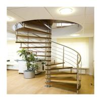 China Steel structure indoor solid wooden spiral staircase factory quality spiral stairs for sale