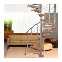 China Steel structure indoor solid wooden spiral staircase factory quality spiral stairs for sale