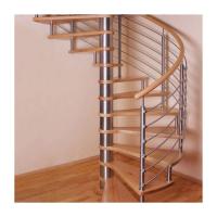 China Round ladder spiral steel glass stair oak wooden spiral staircase for sale