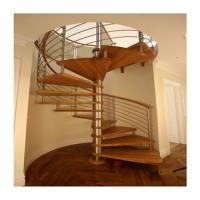 China Design for sale tempered indoor diy glass spiral stair house interiors wood spiral staircase for sale