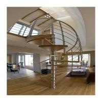 China Firm cable cable modern spiral stair stainless steel wood spiral staircase for sale