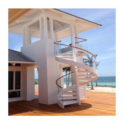 China Steel stringer crystal glass small spiral stair glass wood spiral staircase for sale