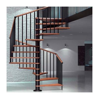 China Hotel spiral indoor stair steel and wood spiral staircase for sale