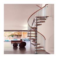 China Hotel spiral indoor stair steel and wood spiral staircase for sale