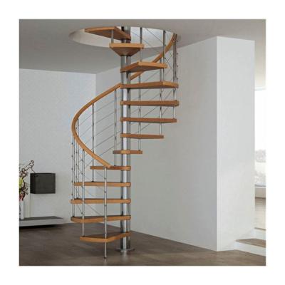China Foshan factory stainless spiral stair solid wooden spiral staircase for sale
