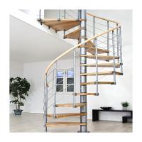 China Residential european design wood stair armrest rod balustrade spiral staircase for sale