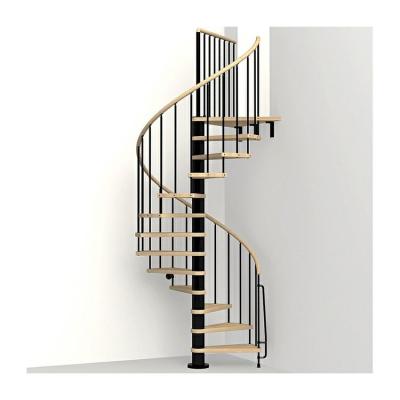 China Factory supply indoor iron wood stair simple spiral staircase for sale