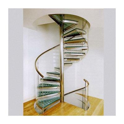 China Condominium long chandelier staircase glass spiral loft stairs for sale