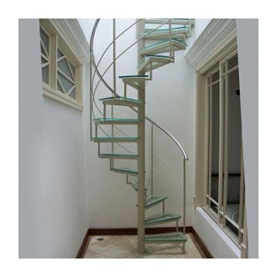 China Household individual deck stair designs glass pedal tread spiral staircase for sale