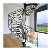 China Household individual deck stair designs glass pedal tread spiral staircase for sale