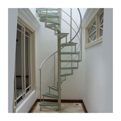 China Factory seller house steel staircase prefabricated glass spiral stairs for sale