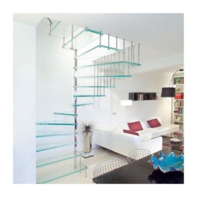 China Factory seller exterior stair Spiral tempered Glass staircase for sale