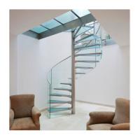 China Factory supplying steel stair stringer tempered glass tread spiral staircase for sale