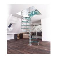 China Factory supplying steel stair stringer tempered glass tread spiral staircase for sale