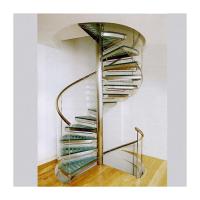 China Factory supplying steel stair stringer tempered glass tread spiral staircase for sale