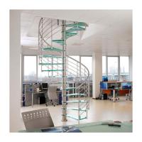China Factory supplying steel stair stringer tempered glass tread spiral staircase for sale