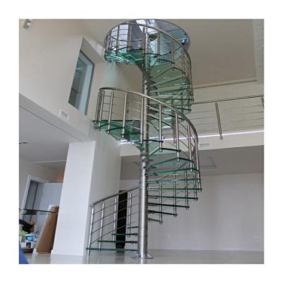 China Residential economic staircase glass railing spiral stairs for sale