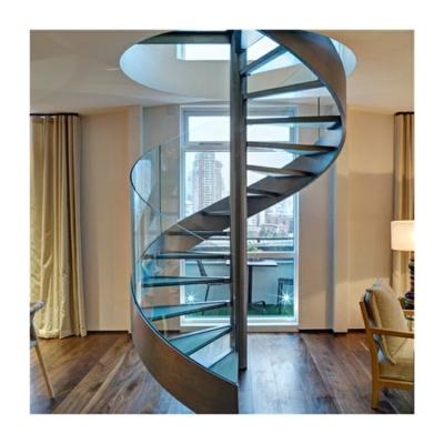 China Factory outdoor modern railing stair prefab glass railing spiral staircase for sale