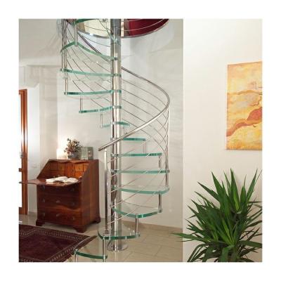 China Foshan factory outdoor staircase design clear glass spiral stairs for sale