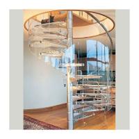 China Villa cheap price acrylic staircase tempered glass tread spiral stairs for sale
